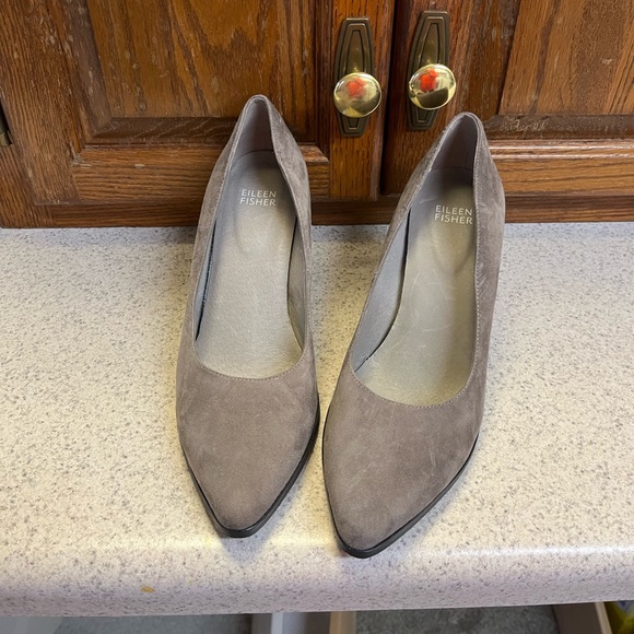 Eileen Fisher | Shoes | Eileen Fisher Hawk Pump Wedge Suede Gray Block ...